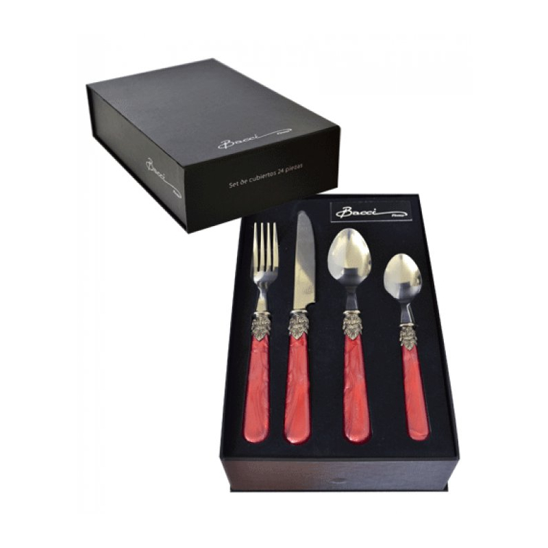 Set De Cubiertos Bacci Firenze De Nácar Sakura X 24 Rojo - ICBC Mall